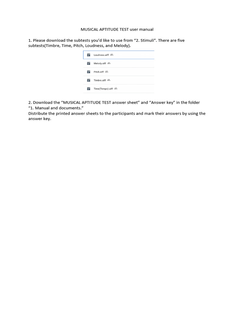 Musical Aptitude Test User Manual | PDF