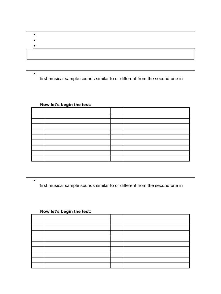 MUSICAL APTITUDE TEST Answer Sheet | PDF | Music Theory | Elements Of Music