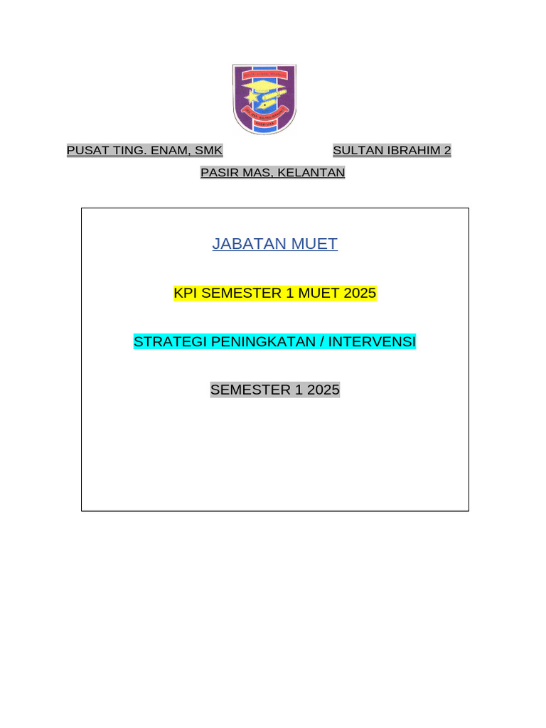Kpi & Strategi Muet 2025 | PDF