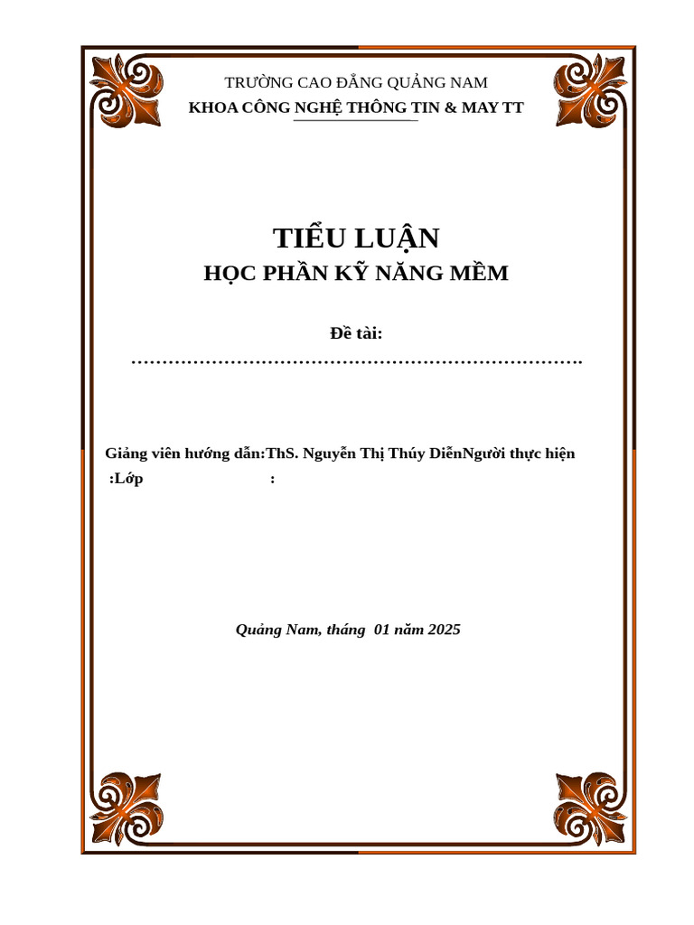 BÌA TIỂU LUẬN KNM 2024-2025 | PDF
