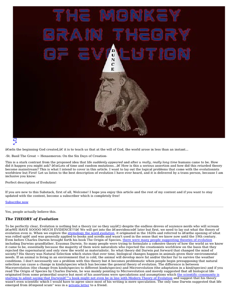 The Monkey Brain Theory of Darwinism | PDF | Scientific Method ...