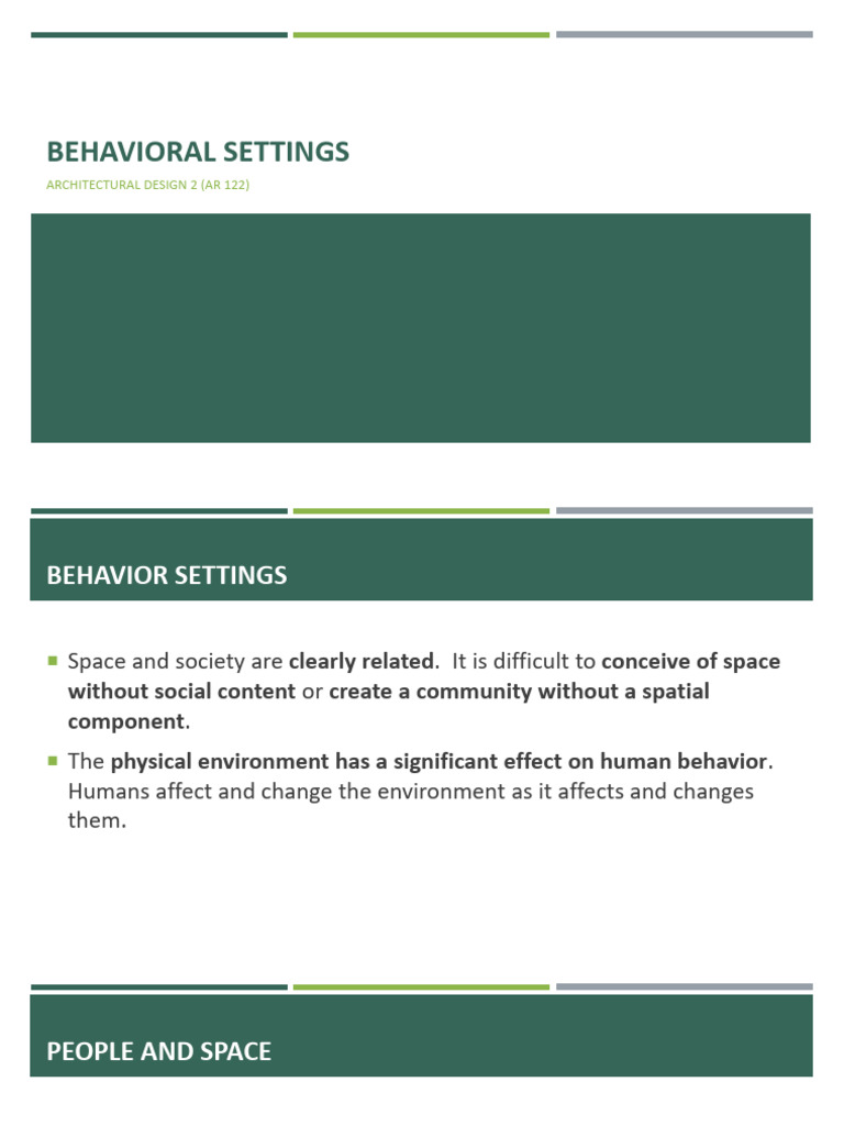 Behavioral Settings - Architectural Design 2 (Ar122) | PDF | Wood ...
