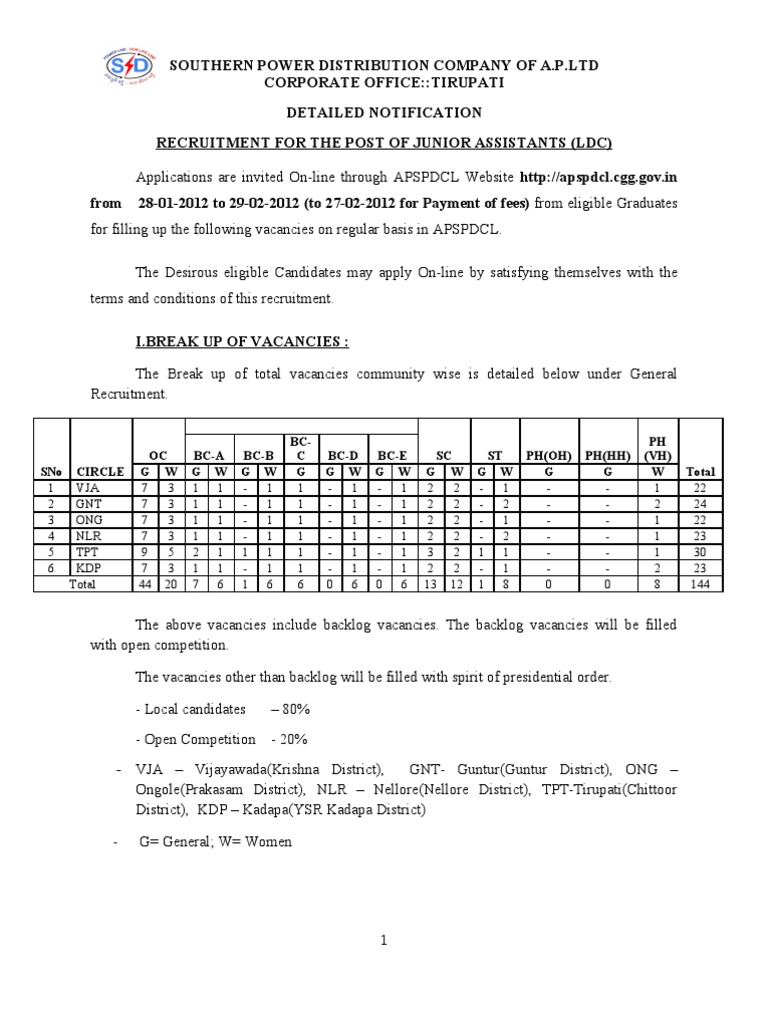 Detailed Notification SPDCL | PDF | Academic Certificate | Further ...