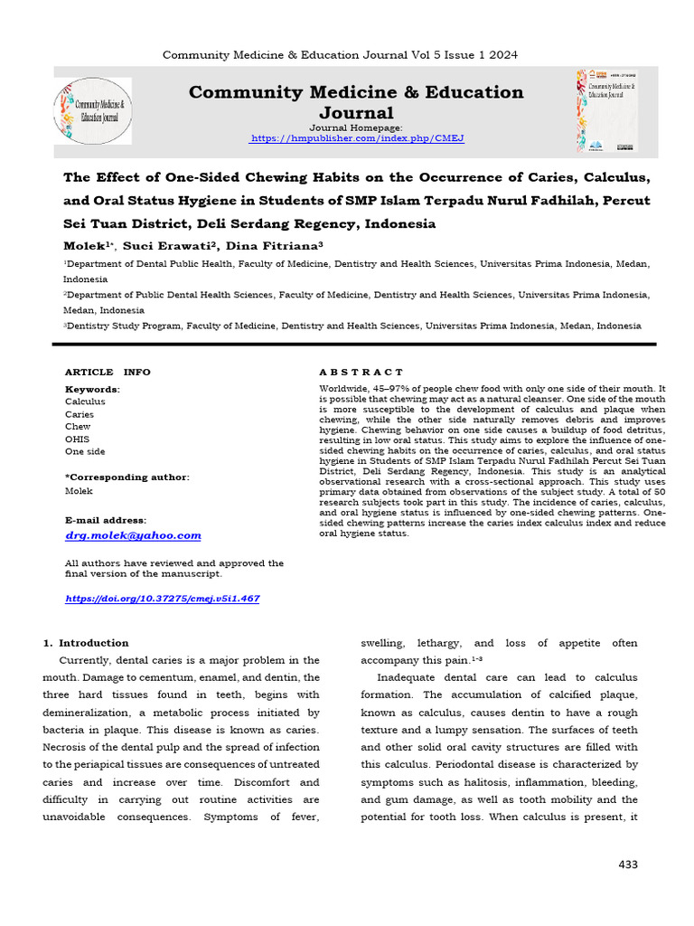 467-Article Text-3760-1-10-20240115 | PDF | Human Tooth | Oral Hygiene