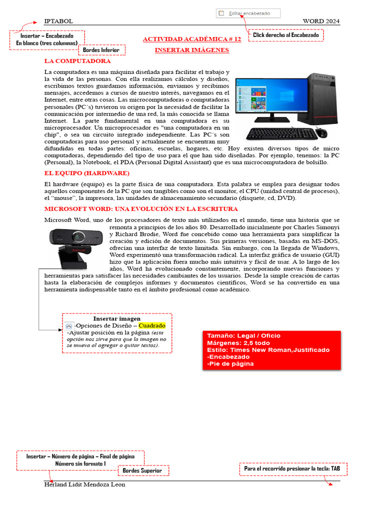 Guía de Word y Hardware PC | PDF | Hardware de la computadora | Microsoft Word