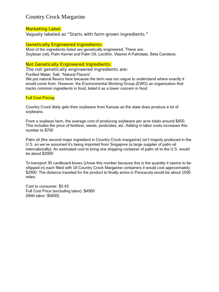 Margarine Food to Table | PDF