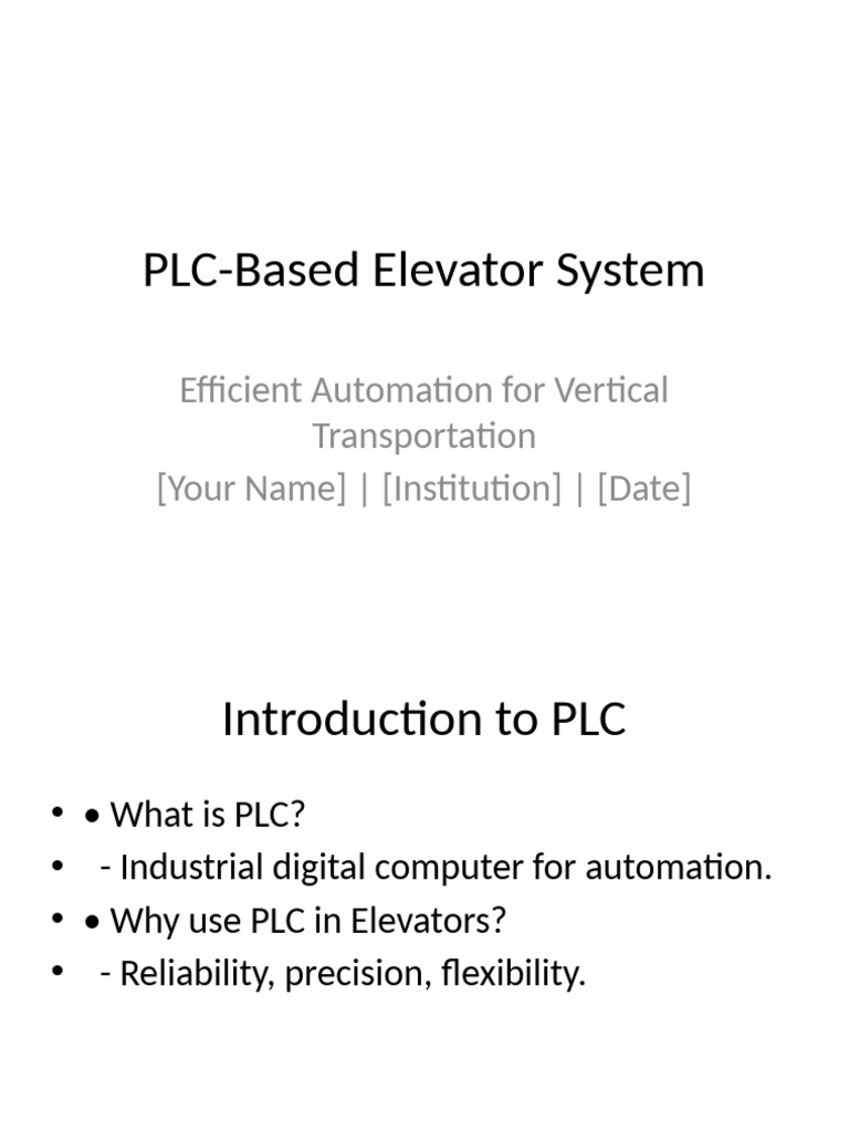 PLC Elevator Presentation | PDF