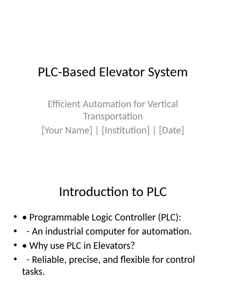 PLC Elevator Presentation Updated | PDF