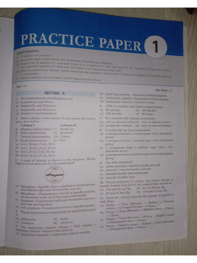 Biology Practice Paper Homework | PDF