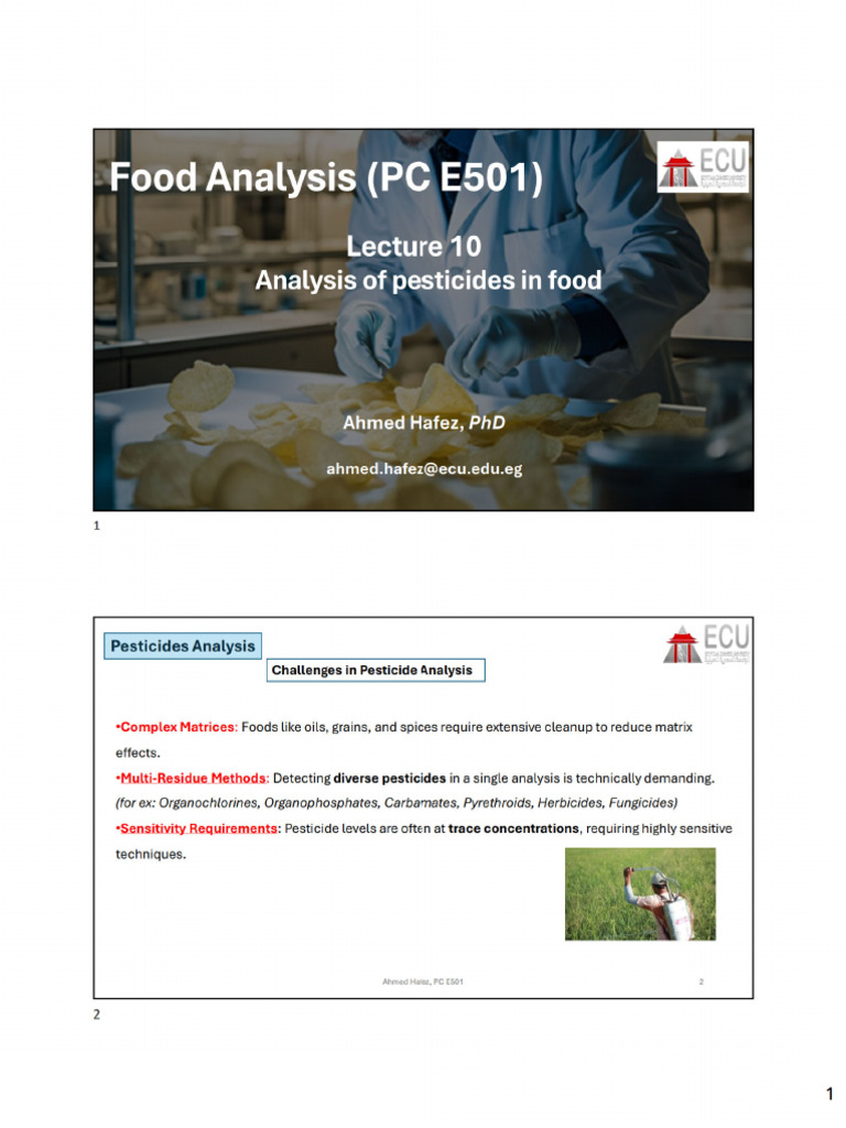 Lecture 10 - Food Analysis (PC E501) | PDF