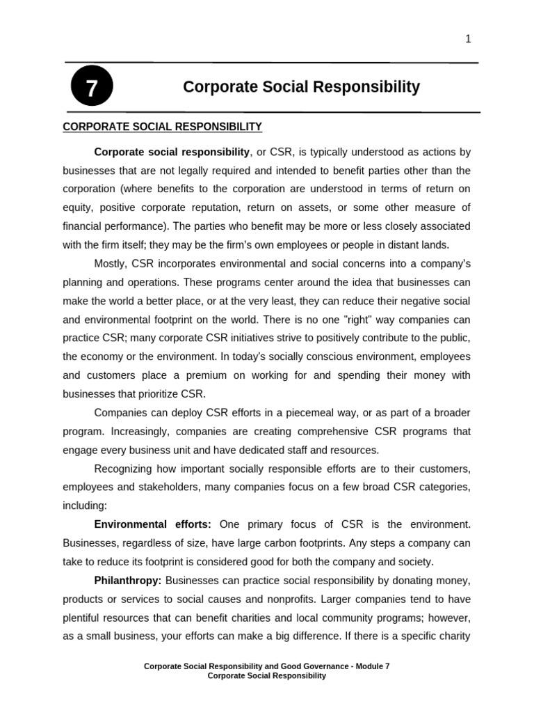 GG-CSR-Module-7 | PDF | Corporate Social Responsibility | Sustainability
