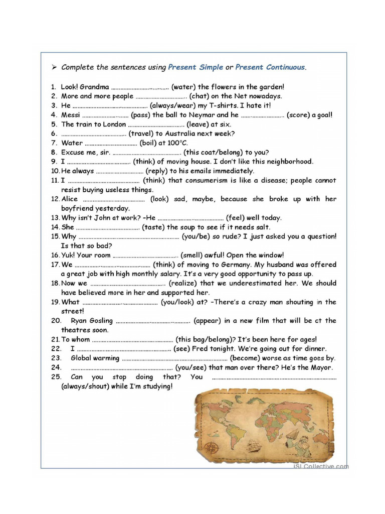 Present Simple vs Presnet Continuous 3 | PDF
