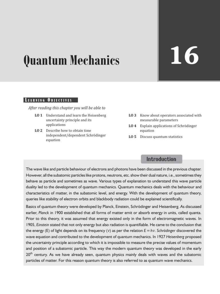 Chapter 16. Quantum Mechanics | PDF | Quantum Mechanics | Wave Function
