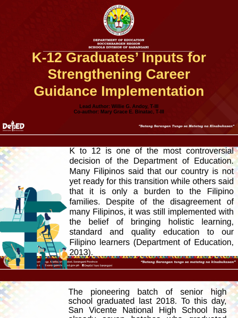 K-12 Graduates' Inputs For Strengthening Career Guidance | PDF ...