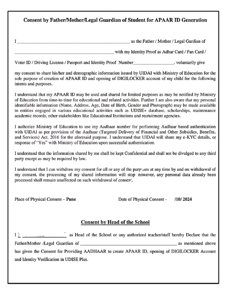 APAAR ID Generation Letter_24-25 | PDF
