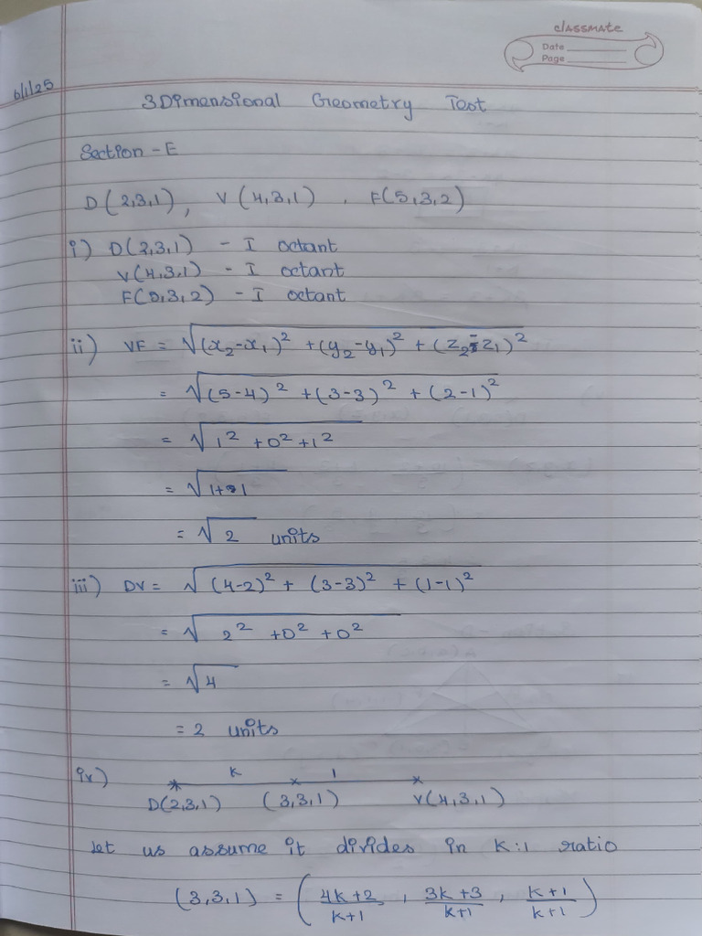 3D Coordinate Geometry Concepts | PDF