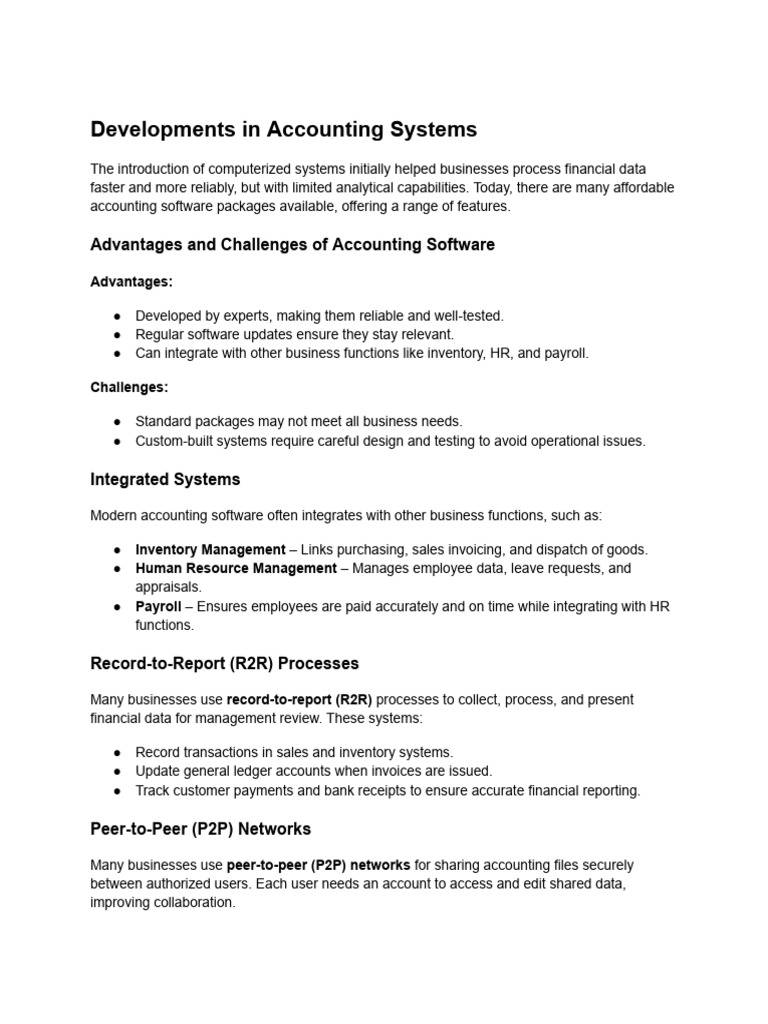 Developments in Accounting Systems | PDF | Cloud Computing | Accounting