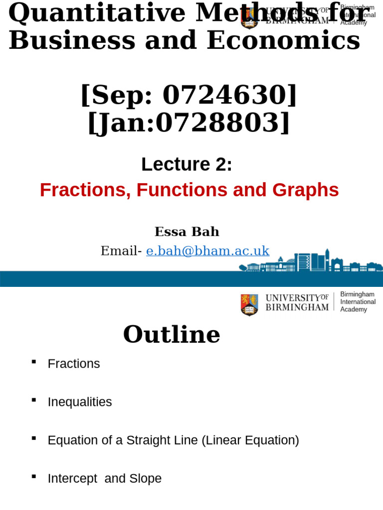 Lecture 2 Fractions Functions And Graphs Pdf Inequality