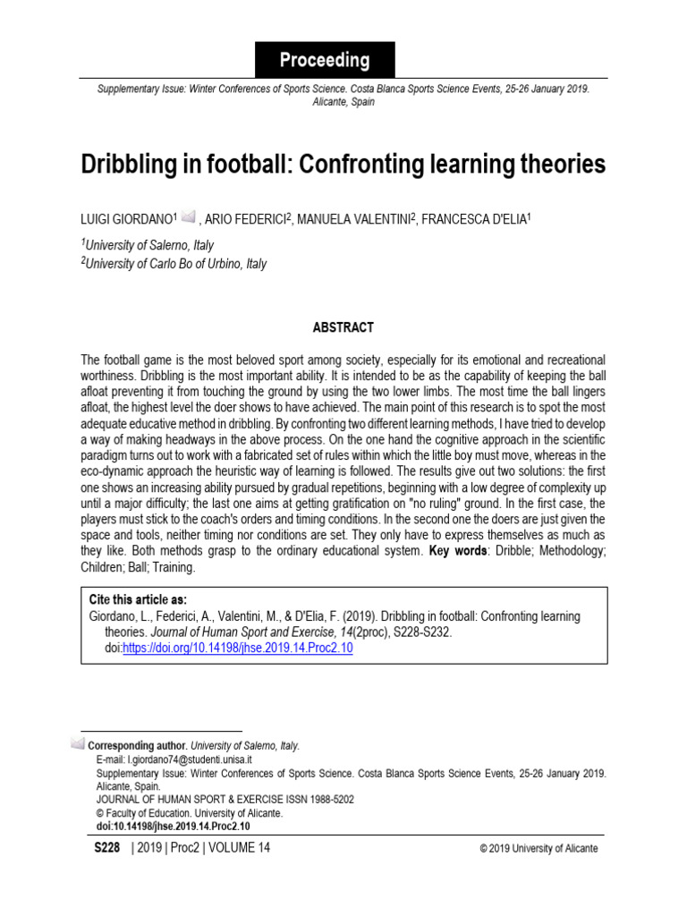 Dribbling Techniques in Football Training | PDF