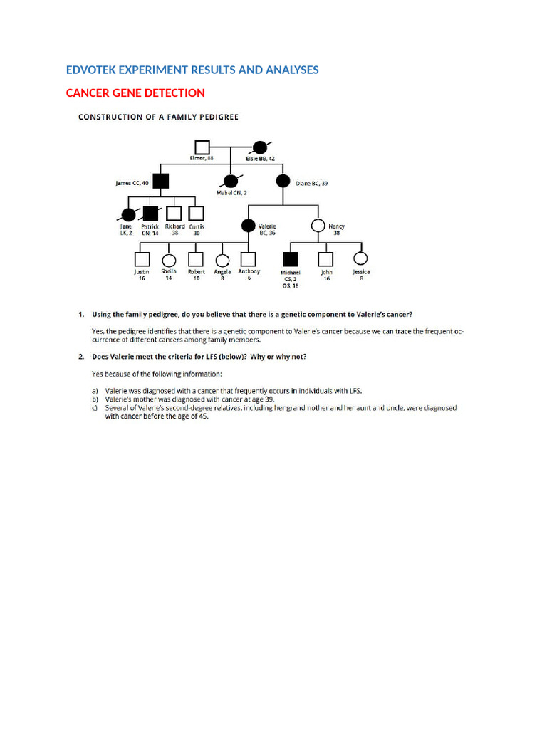 Gene Detection Experiment Results | PDF