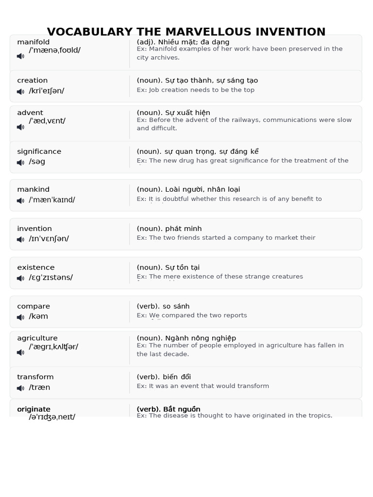 This - Marvellous - Invention VOCABULARY | PDF