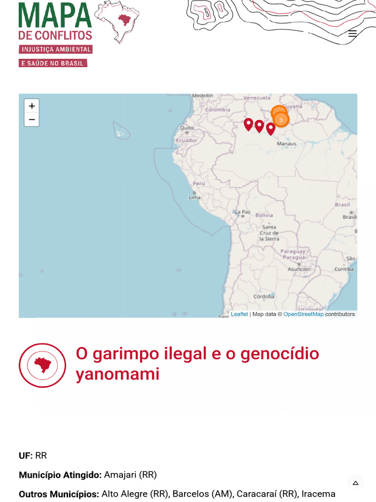 O Garimpo Ilegal e o Genocídio Yanomami - Mapa de Conflitos Envolvendo ...