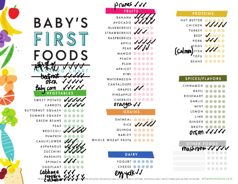 Babys First Foods Printable Tracking Chart - WhatMomsLove | PDF