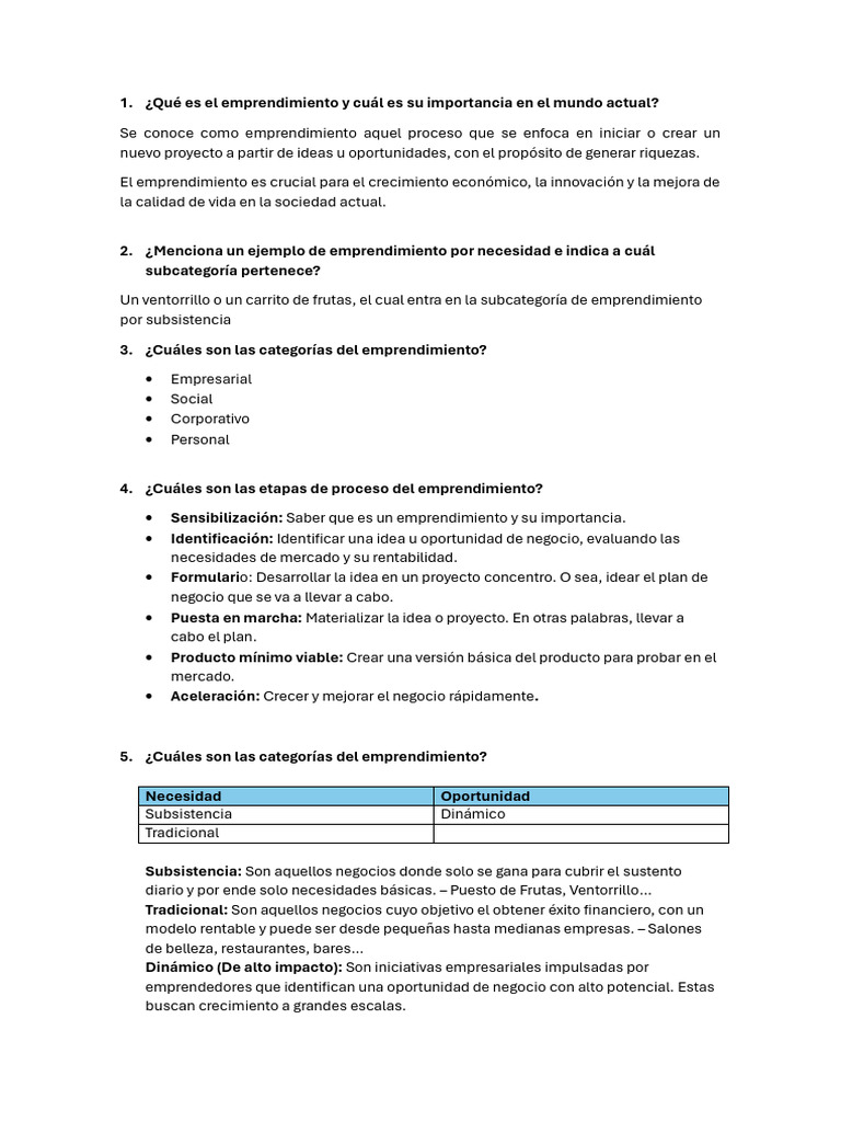 Emprendimiento 1er Parcial | PDF | Iniciativa empresarial | Negocios económicos