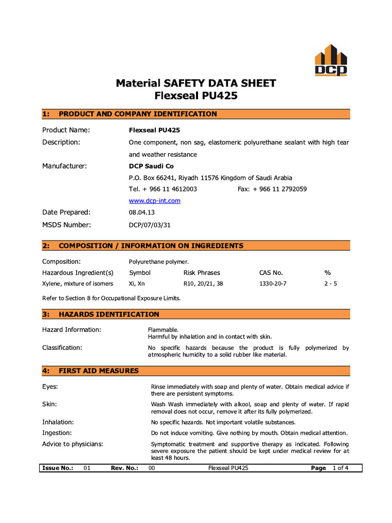Flexseal PU425 | PDF