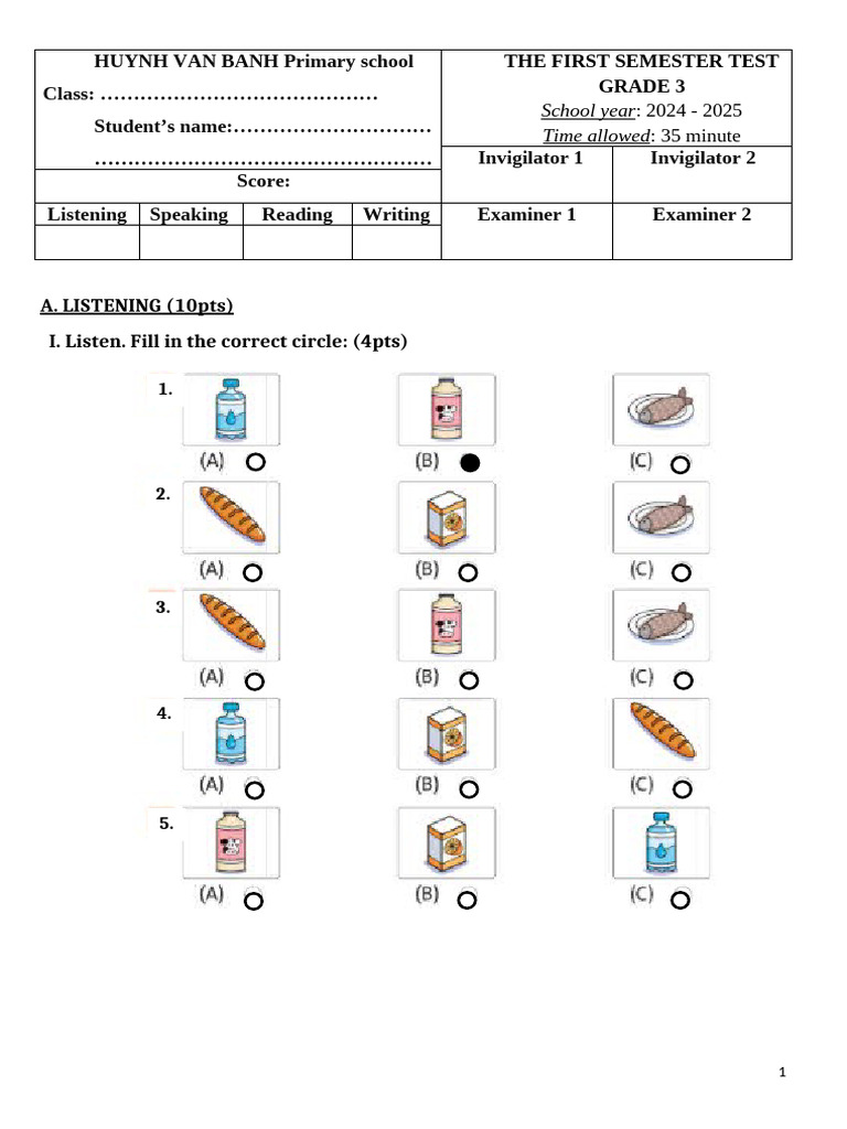 Đề Thi HK1 Lop 3 Truong TH Huynh Van Banh | PDF