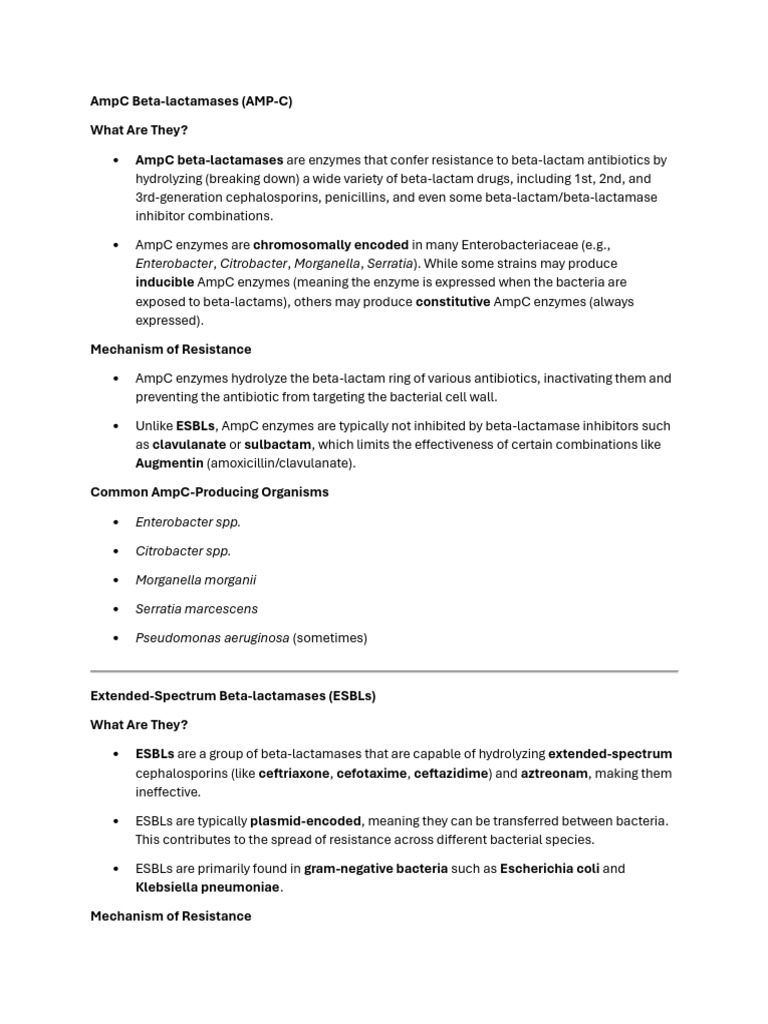 AmpC ESBL | PDF | Beta Lactamase | Biotechnology Products