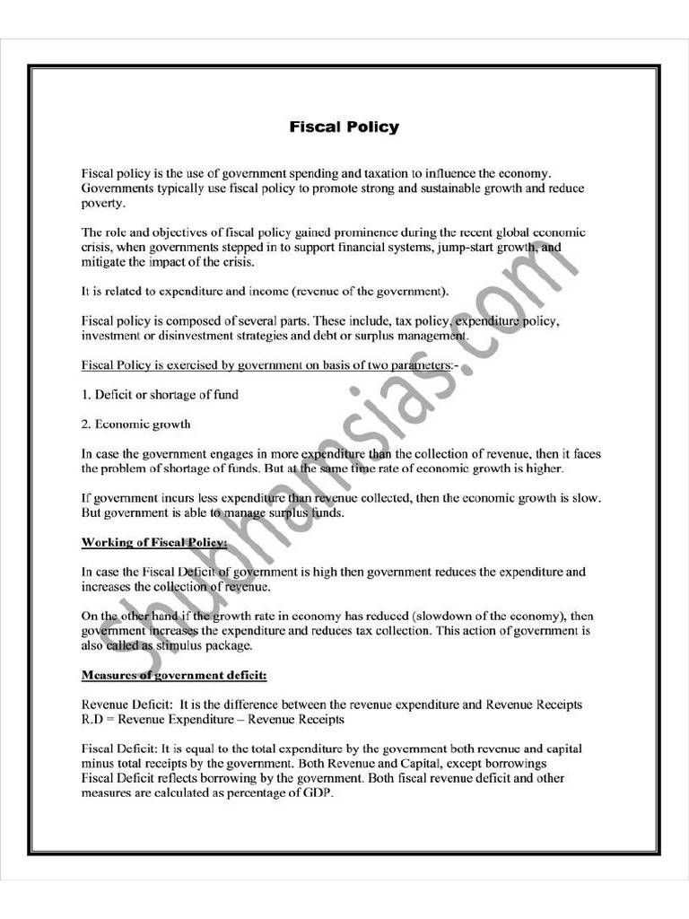 Concept No. 34 Fiscal Policy | PDF