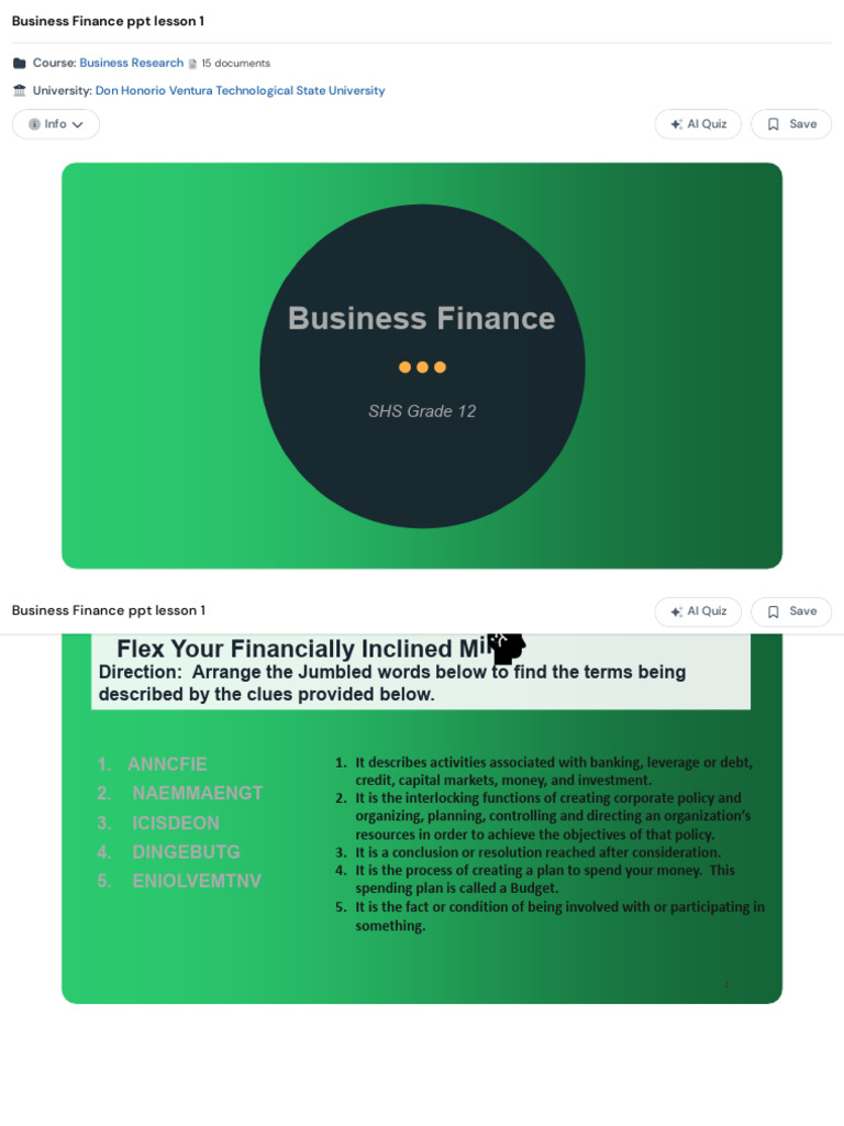Business Finance PPT Lesson 1 - Compress | PDF | Sole Proprietorship ...