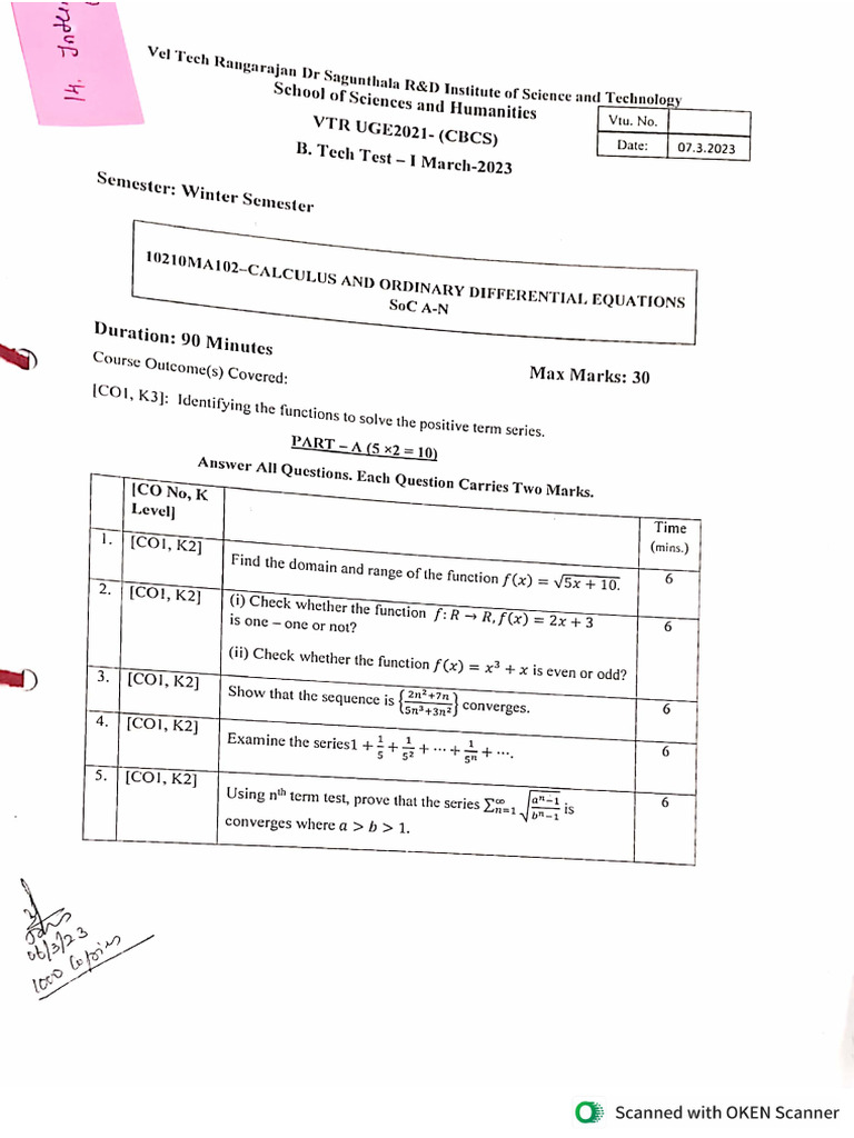 Previous Year Test-1 QP | PDF