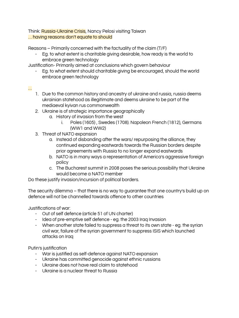Reasons VS Justification | PDF | Nato | Ukraine