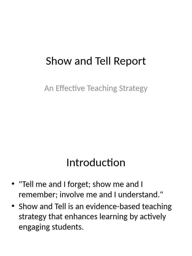 Show and Tell: Engaging Teaching Strategy | PDF