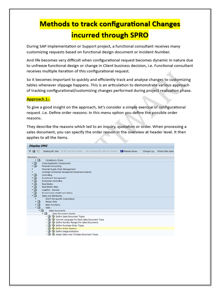 Track SAP Config Changes Efficiently | PDF