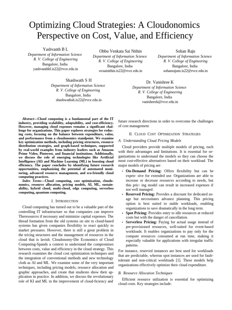 Optimizing Cloud Stratergies | PDF | Cloud Computing | Machine Learning
