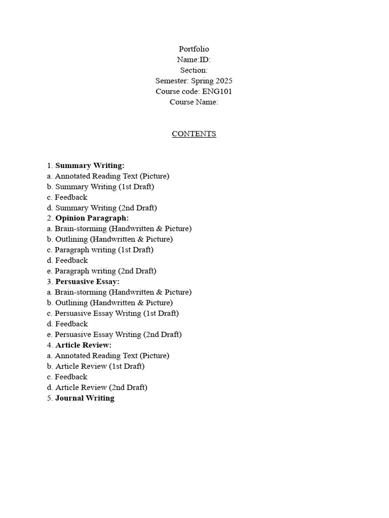 ENG101 Portfolio Overview | PDF