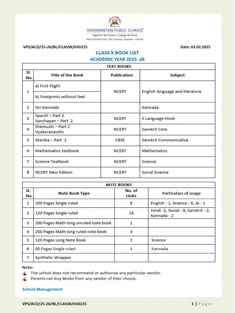 ClassXbooklist2025-26 94684 | PDF
