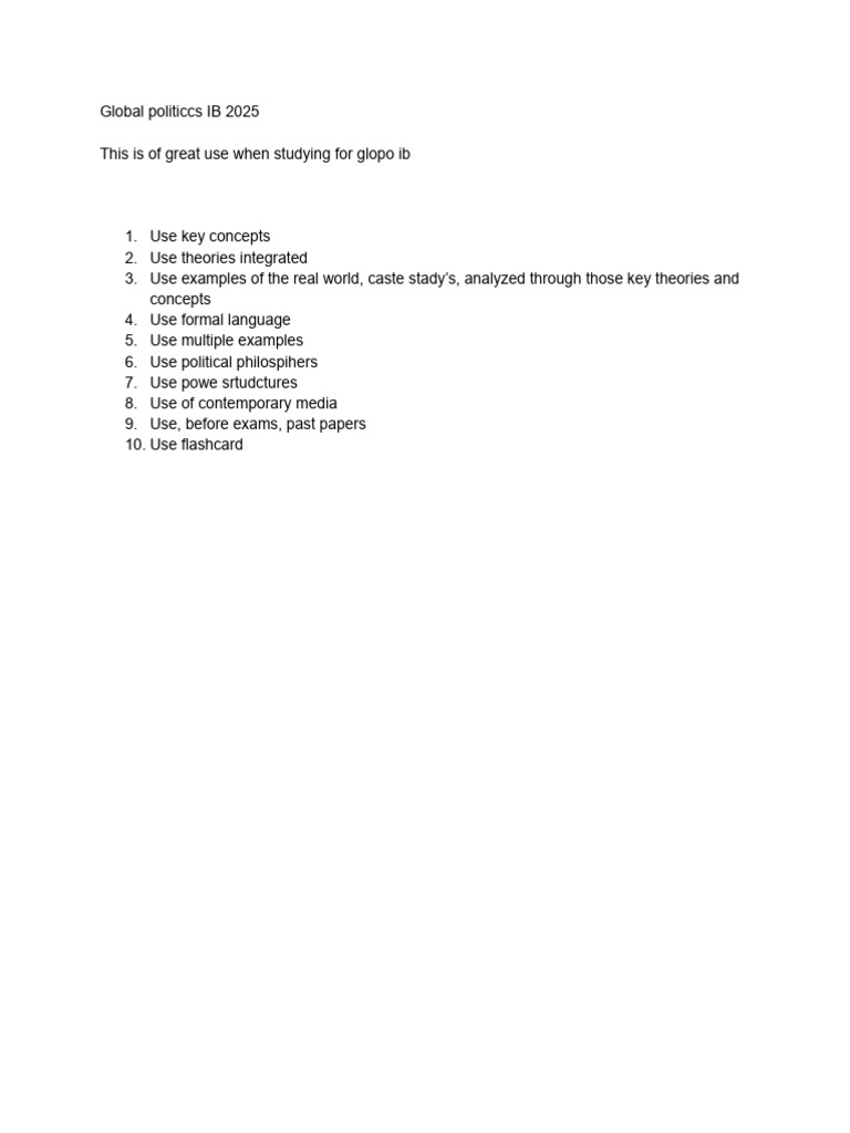 Key Concepts in IB Global Politics | PDF | Liberalism | Neoliberalism