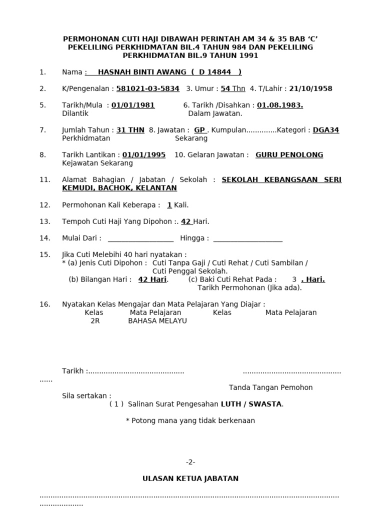 Cuti Haji | PDF