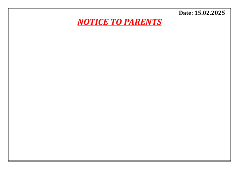 Notice To Parents-4 | PDF