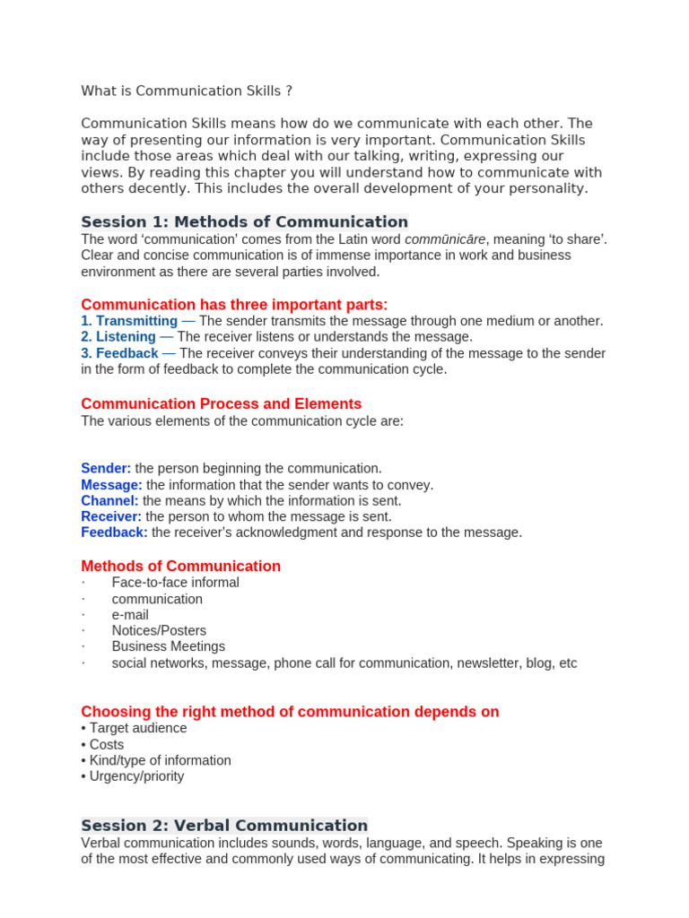 Communication Skills | PDF | Communication | Nonverbal Communication
