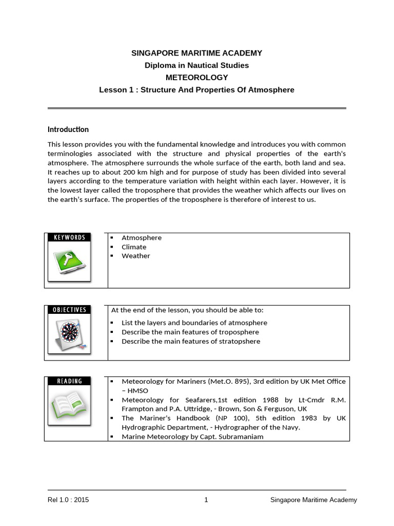 1 - Structure and Properties of Atmosphere | PDF | Atmosphere Of Earth | Troposphere