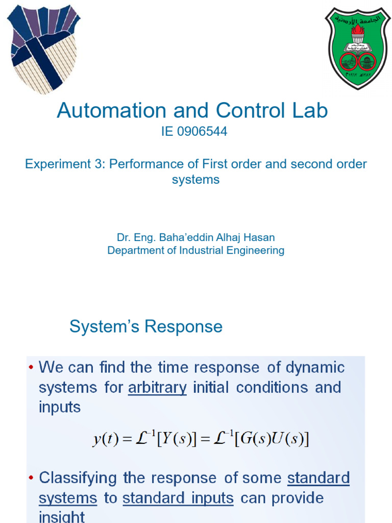 Performance of First Order and Second Order Systems | PDF