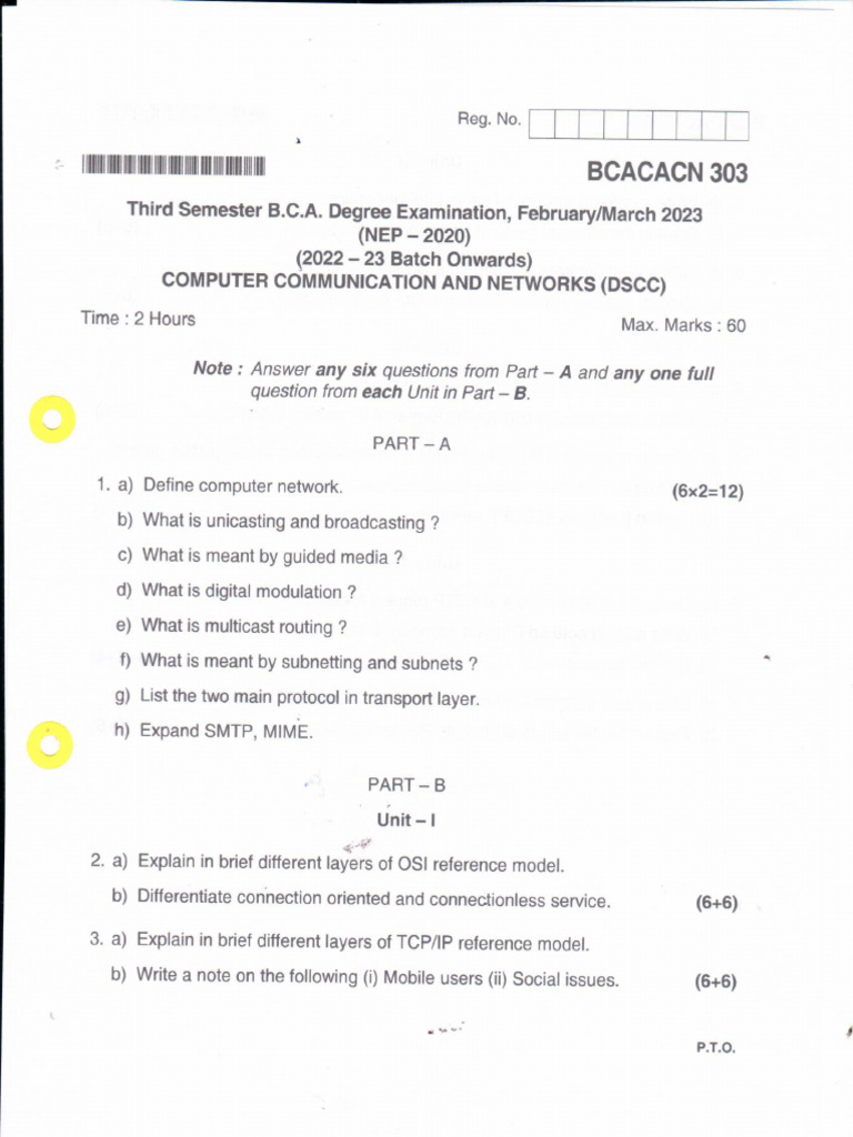 BCA III Semester Computer Communication and Networks NEP Feb 2023 | PDF