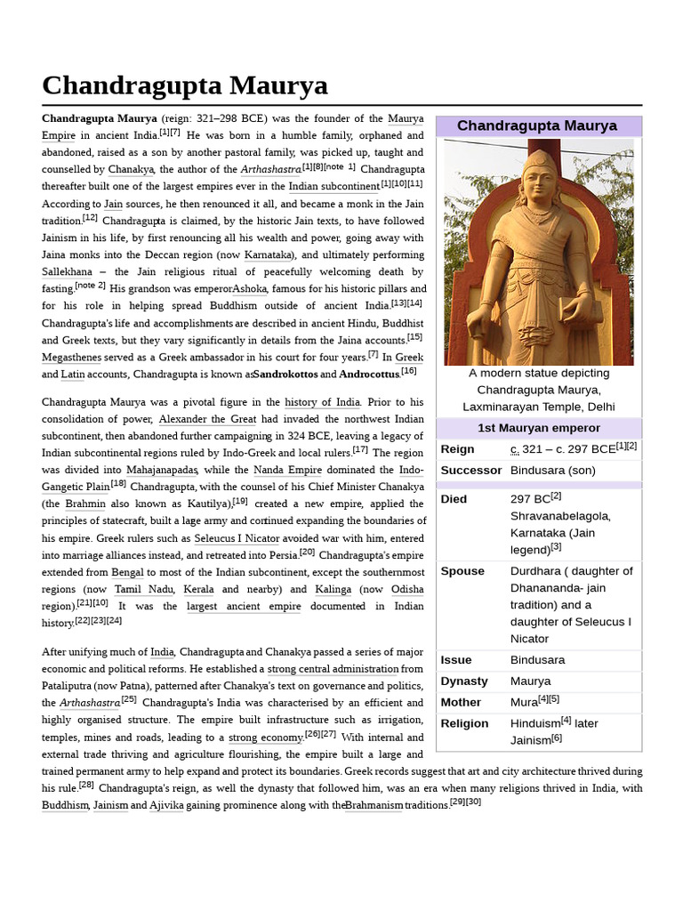Chandragupta Maurya and Ancient India | PDF