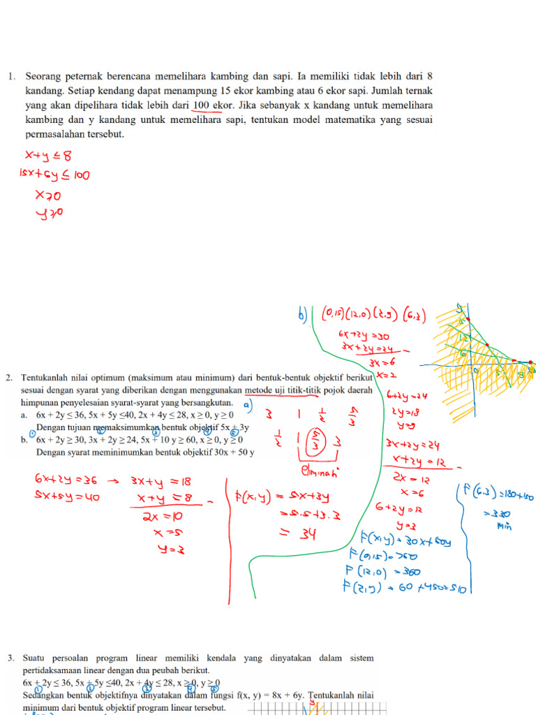 TM 5 Program Linear (Soal DR Sekolah) | PDF
