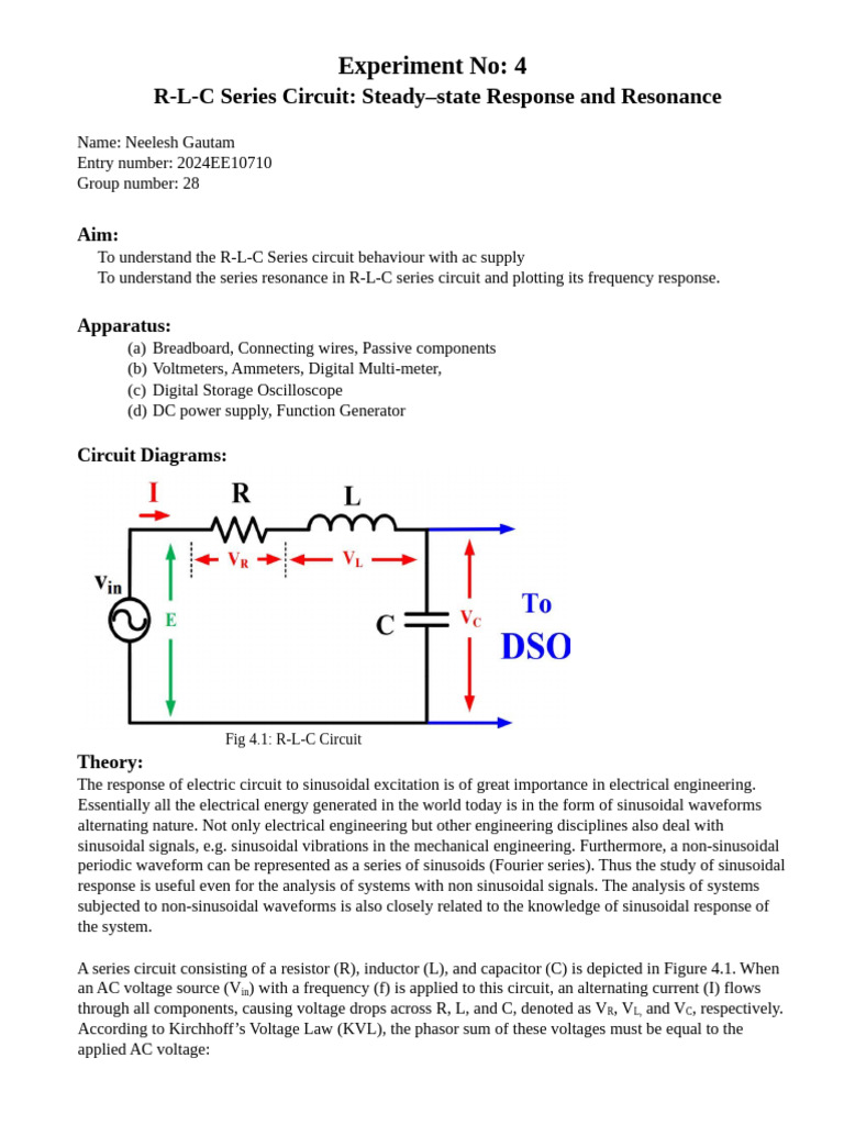 exp 4 report | PDF | Electrical Network | Resonance